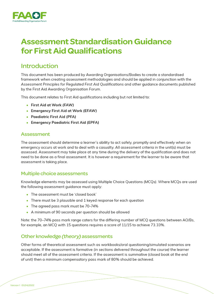 FAAOF - Assessment Standardisation Guidance | PDF | Multiple Choice ...