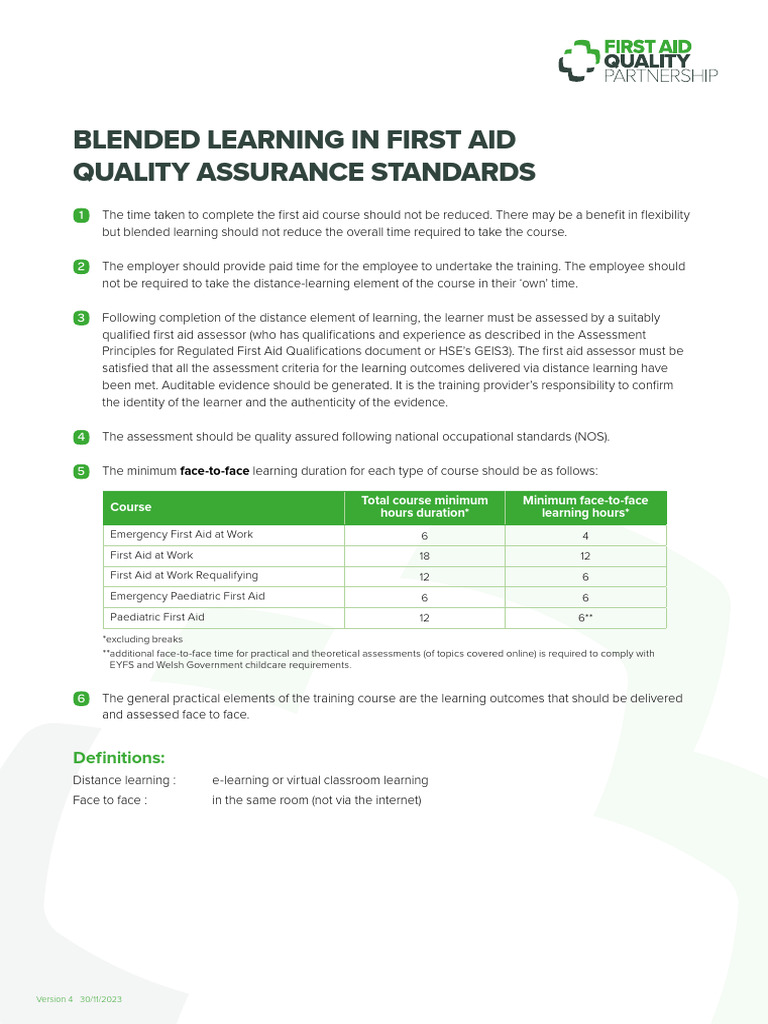 FAQP Blended Learning in First Aid Quality Assurance Standards V4 | PDF ...