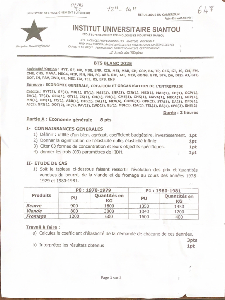 BTS Blanc Économie | PDF