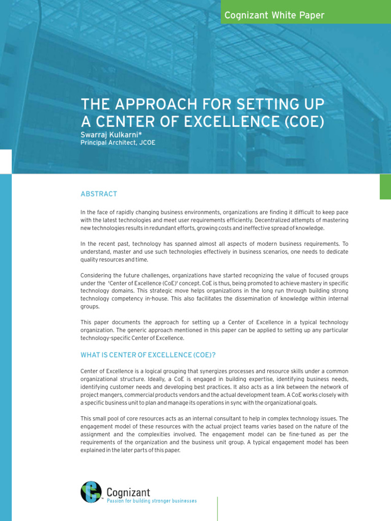 Paper On Approach For Setting Up CoE | PDF | New Product Development ...