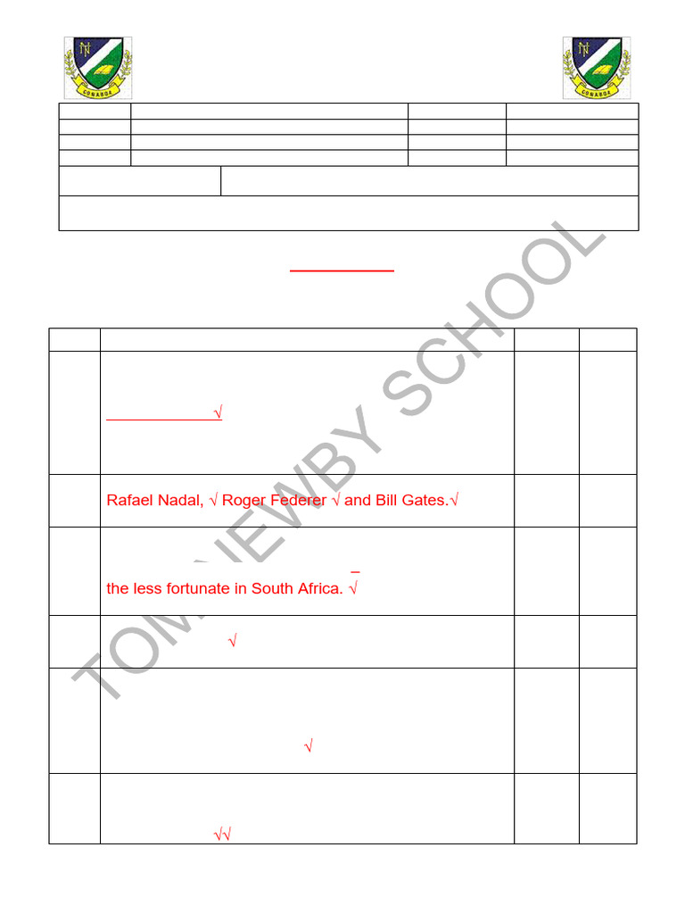 Grade 7 English Memo June 2021 | PDF | Noun | Grammatical Tense