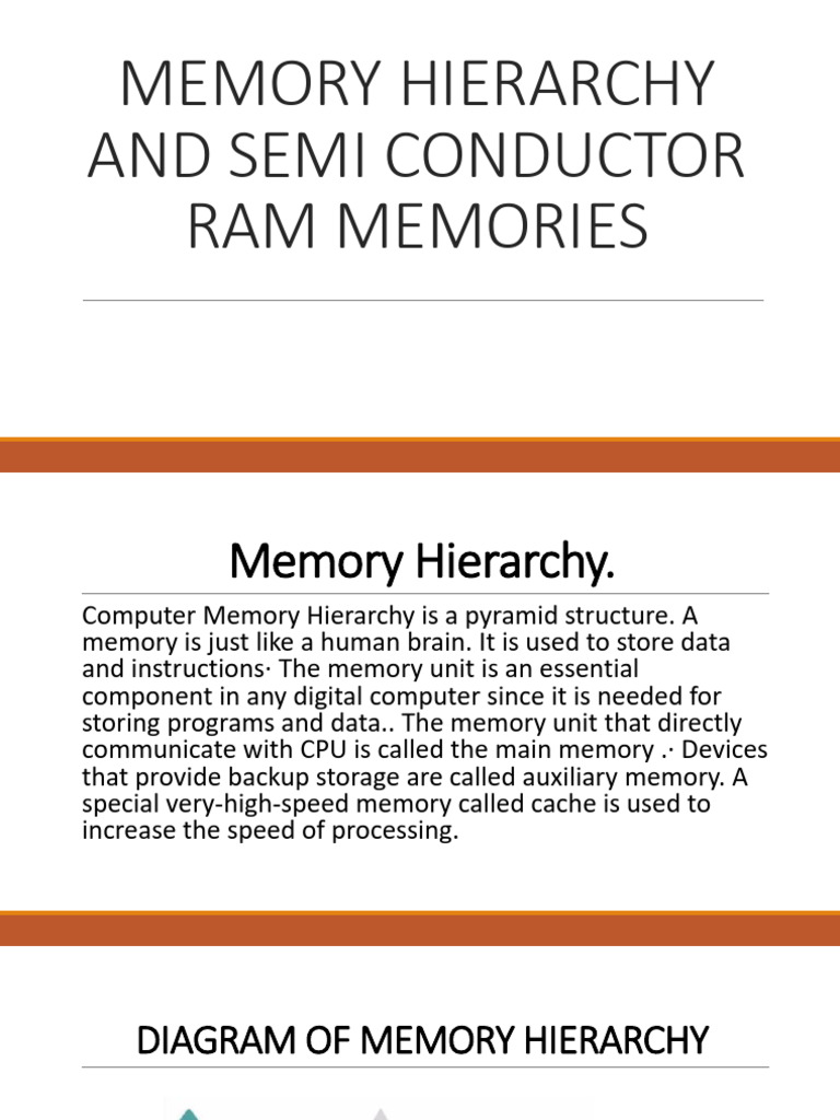 Memory Hierarchy and Semi Conductor Ram Memories | PDF | Random Access Memory | Computer Data ...
