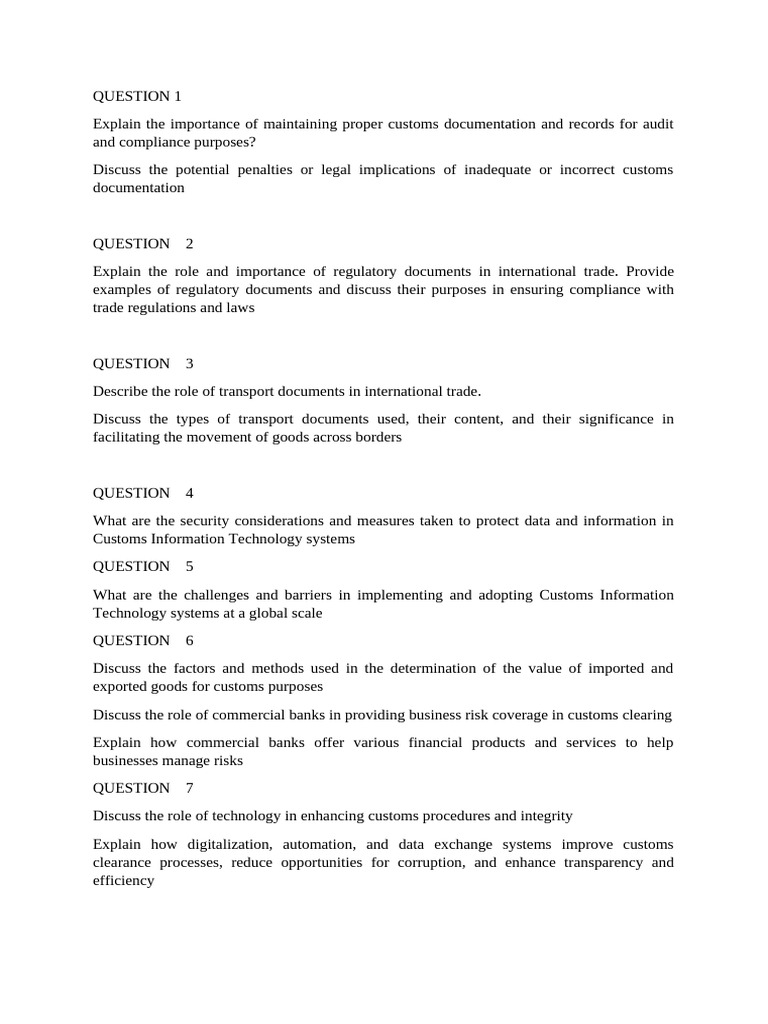 SCM 204 Tutorials - 124809 | PDF | Customs | Regulatory Compliance