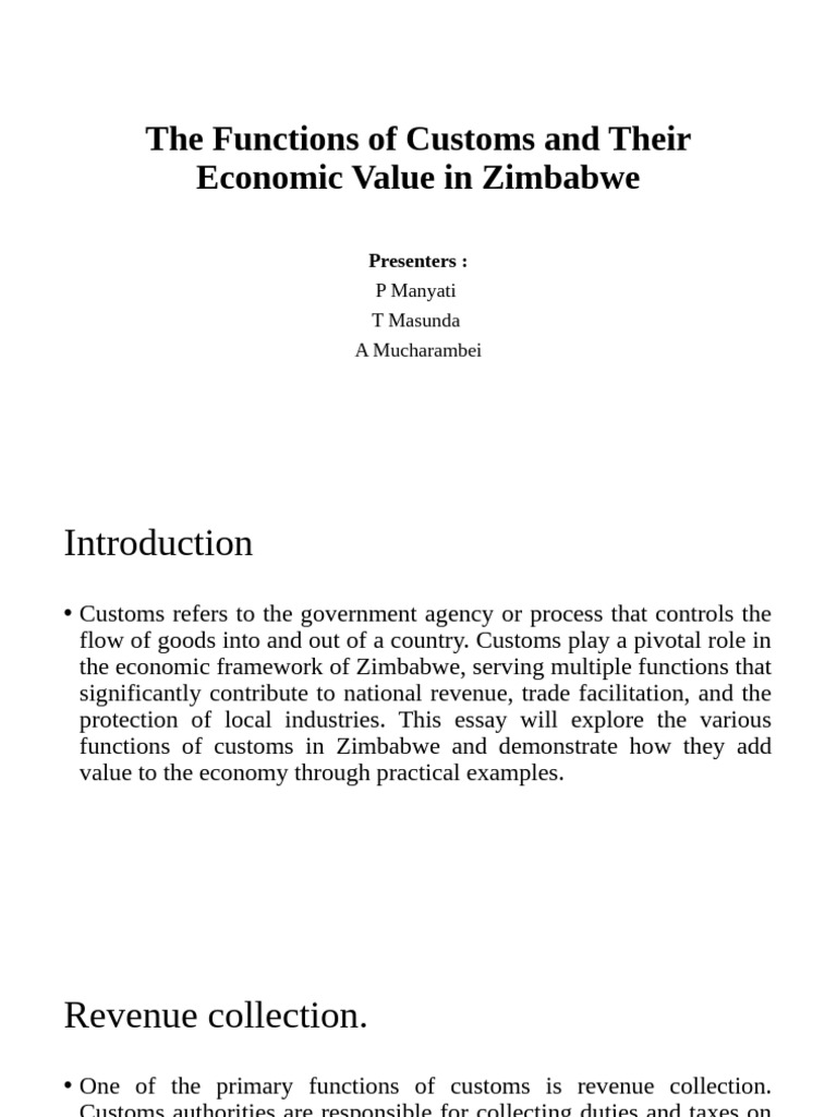 Presentation. The Functions of Customs | PDF | Customs | Tariff