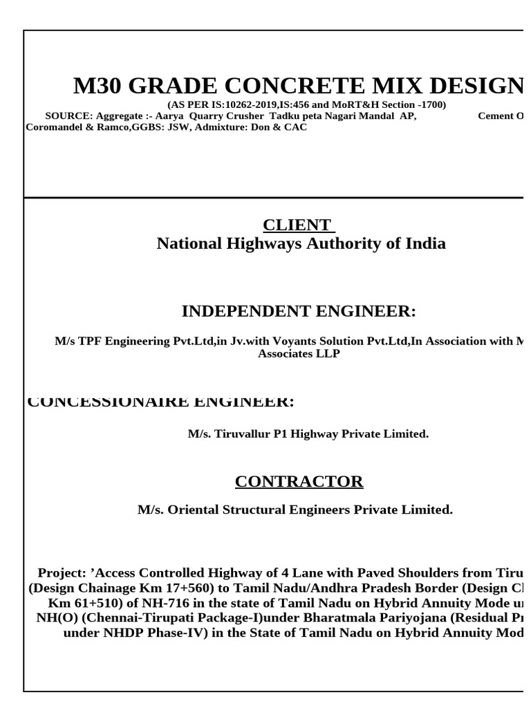 M30 RCC Grade Mix Design TPP | PDF | Concrete | Civil Engineering