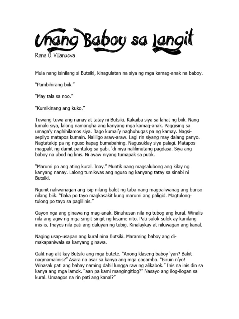 Unang Baboy Sa Langit | PDF