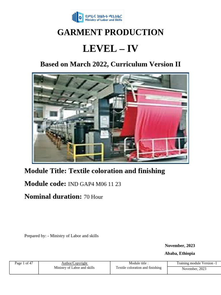 Mo 06 IV Textile Coloration and Finishing | PDF | Dyeing | Textiles