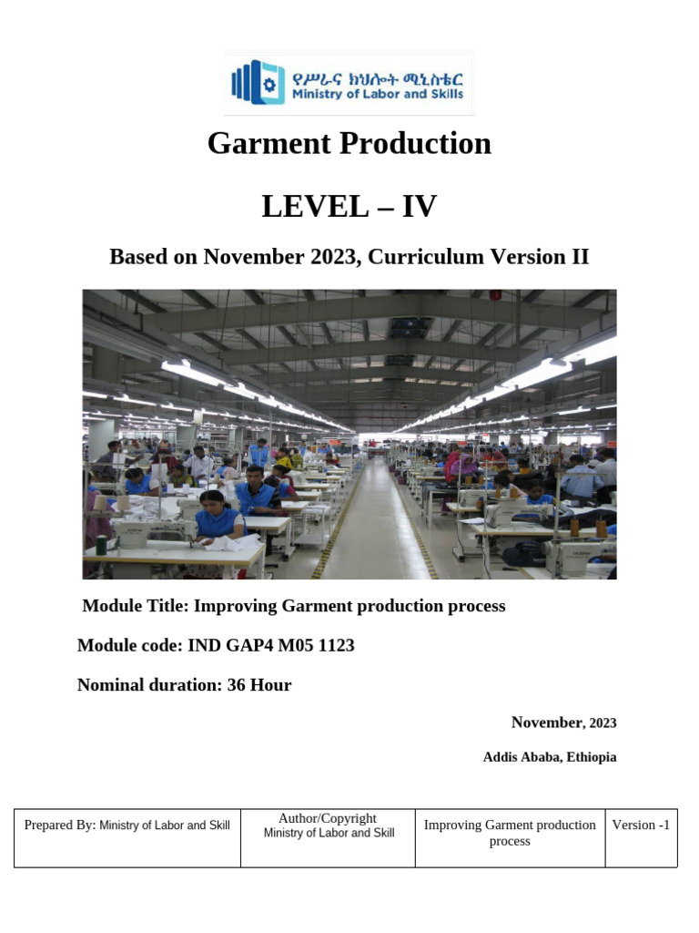 Mo 05 IV Improving Garment Production Process | PDF | Occupational ...