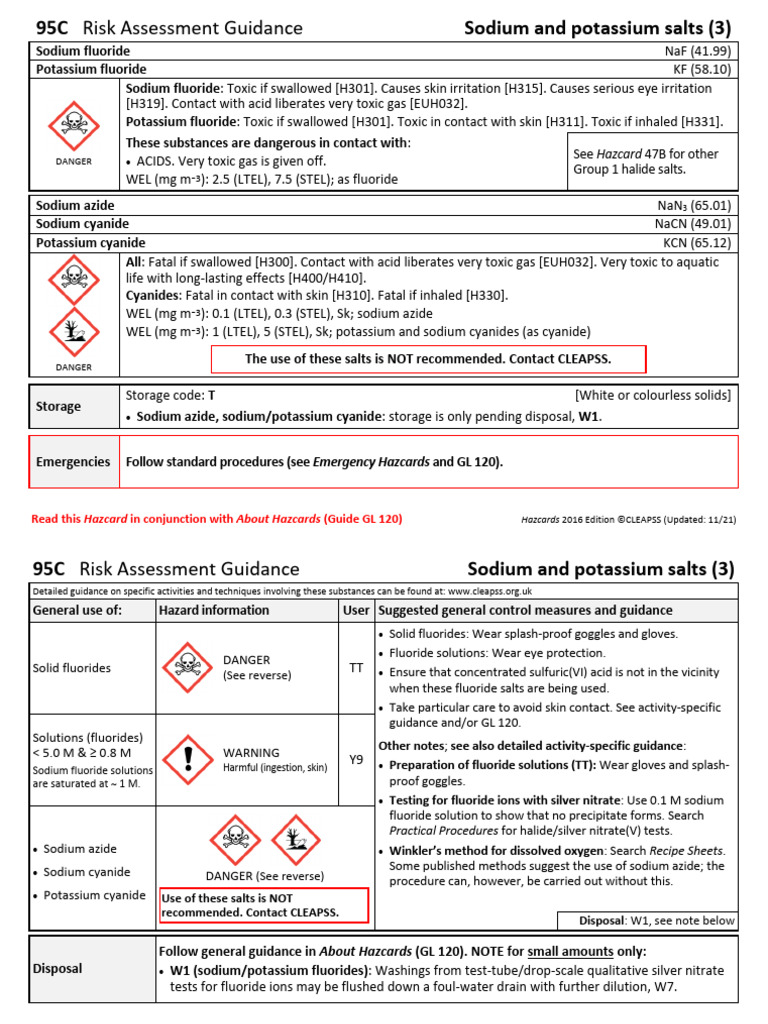 Hazardous Sodium and Potassium Salts Guide | PDF | Cyanide | Fluoride