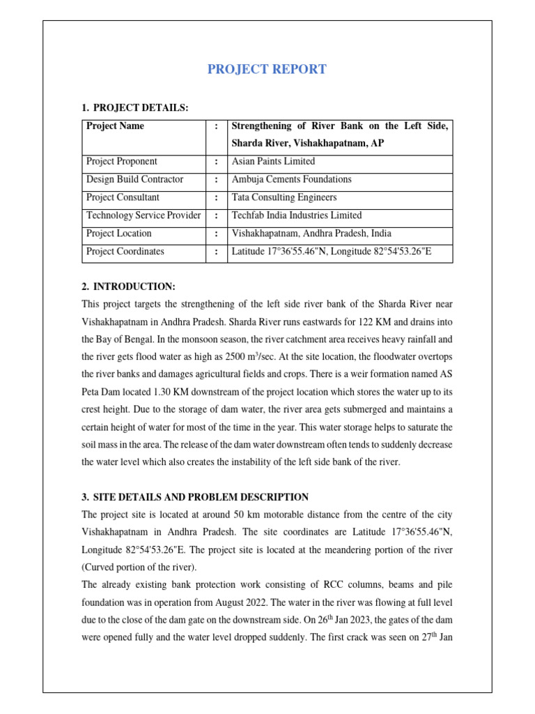 Project Report On Gabion Mattress River Bank Protection at Vizag | PDF ...