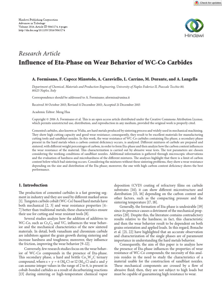 Advances in Tribology - 2016 - Formisano - Influence of Eta Phase On ...