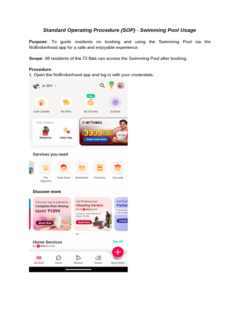 Swimming Pool SOP | PDF