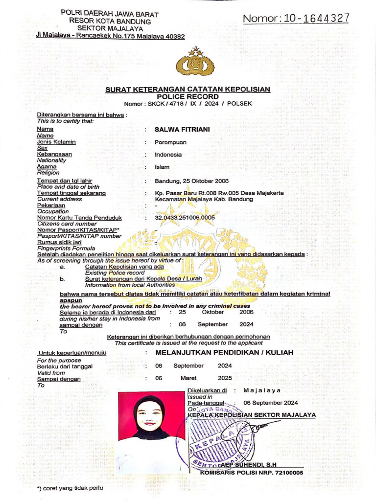 SKCK Salwa Fitriani | PDF