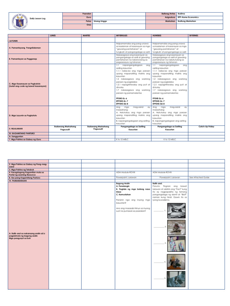DLL Epp-He 5 w1-q2 | PDF