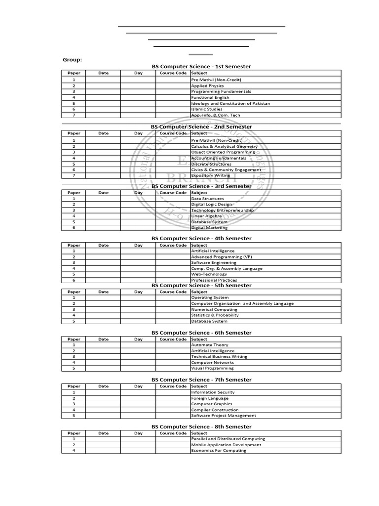 End Term Date Sheet BSCS, BSAI, ADC Spring 2025.. | PDF | Computer Science | Computer Programming