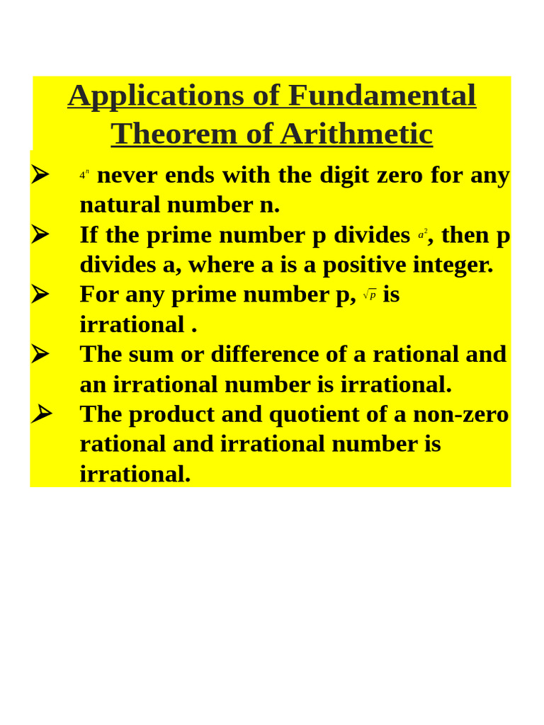 Applications of Fundamental Theorem of Arithmetic | PDF