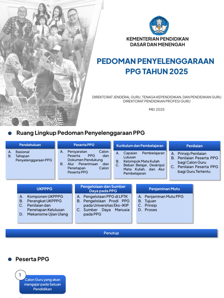 Paparan Perdirjen Pedoman Penyelenggaraan PPG - 20250505 - Pak Sigit | PDF