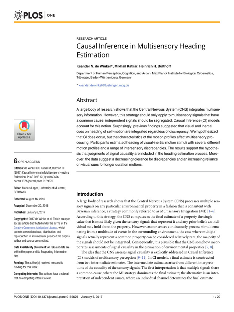 Causal Inference in Multisensory Heading | PDF | Experiment | Causality