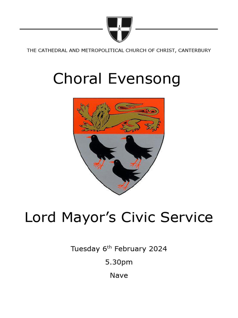 Lord Mayor's Civic Service at Canterbury | PDF | Lord's Prayer