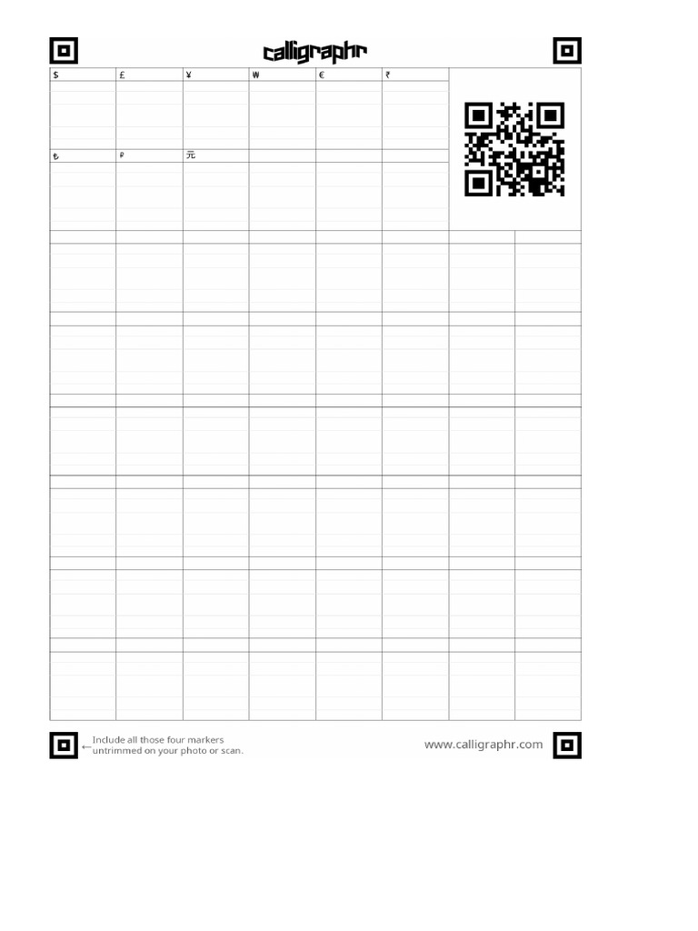 Calligraphr Template Currencies | PDF