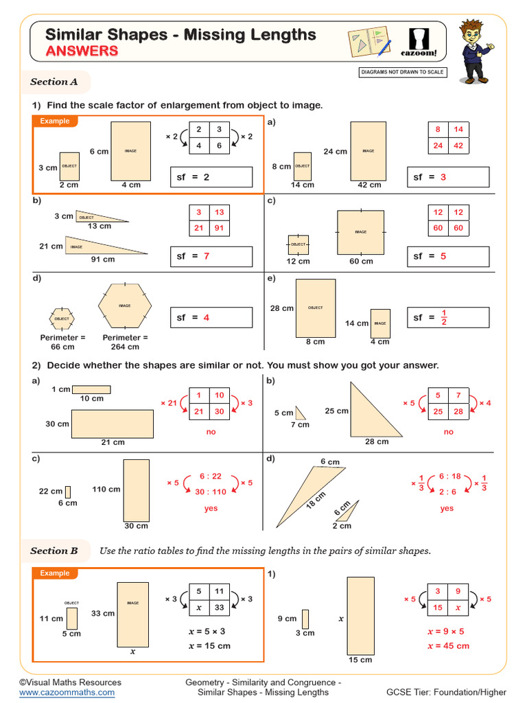 Similar Shapes Worksheet Answers | PDF | Shape | Euclidean Geometry