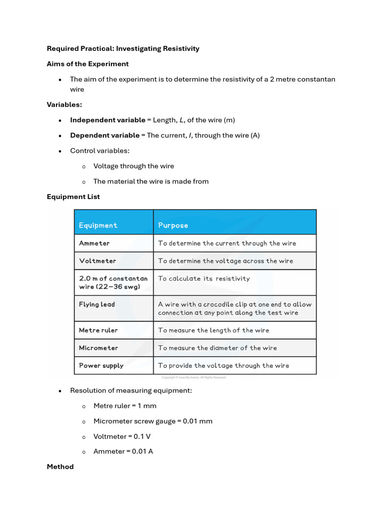 Investigating Wire Resistivity Experiment | PDF | Observational Error ...