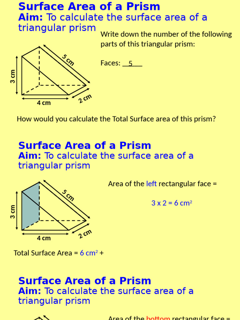 Surface Area of A Triangular Prism and Pyramid | PDF | Area | Triangle