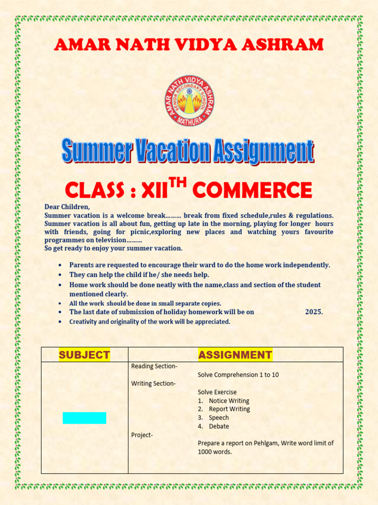 Class-Xii Com Holiday Homework Final | PDF