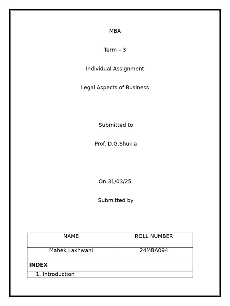 24mba094 Lab Individual Assignment | PDF | Partnership | Sole ...