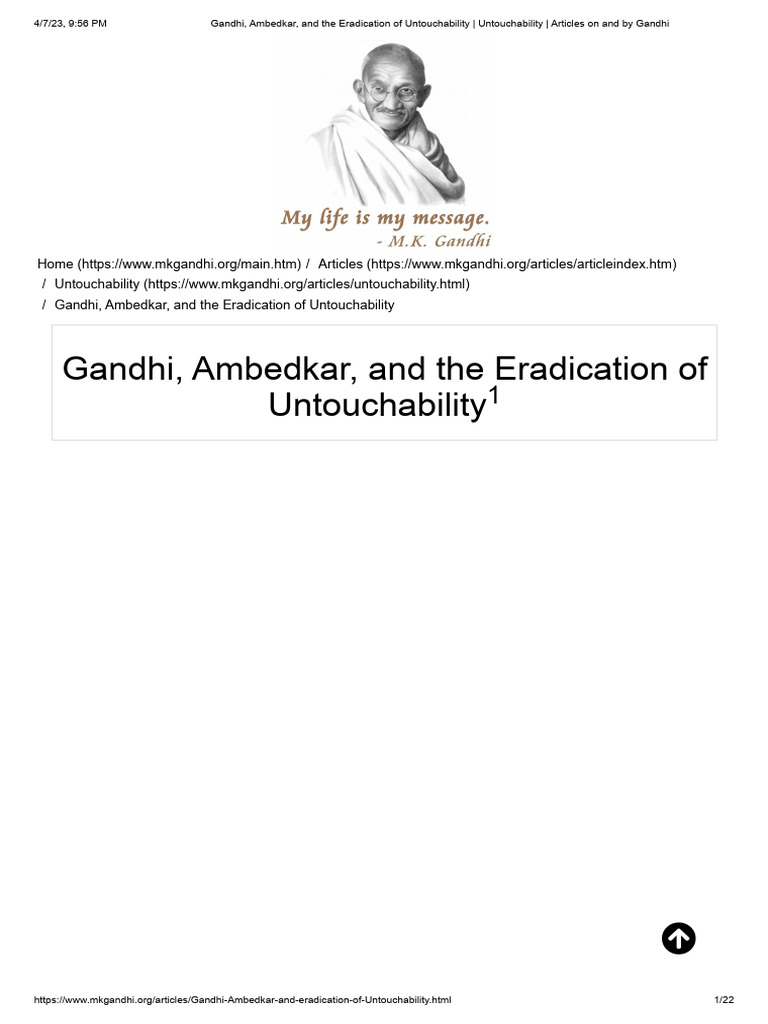 Gandhi, Ambedkar, and the Eradication of Untouchability ...