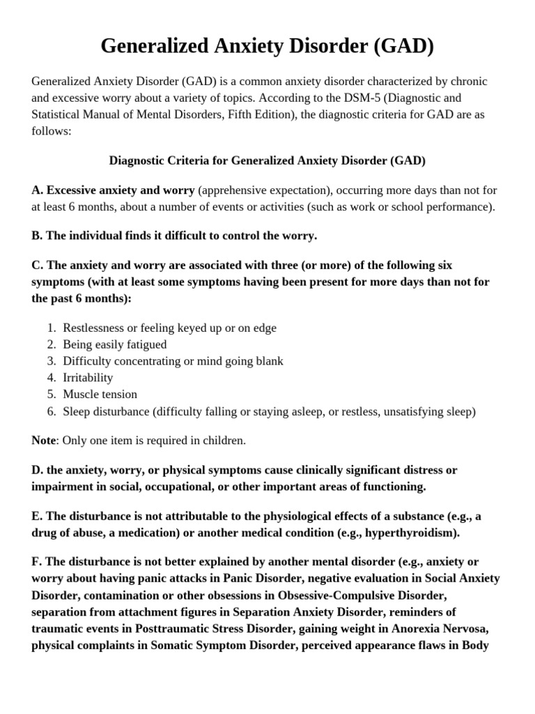 Understanding Generalized Anxiety Disorder | PDF | Generalized Anxiety ...