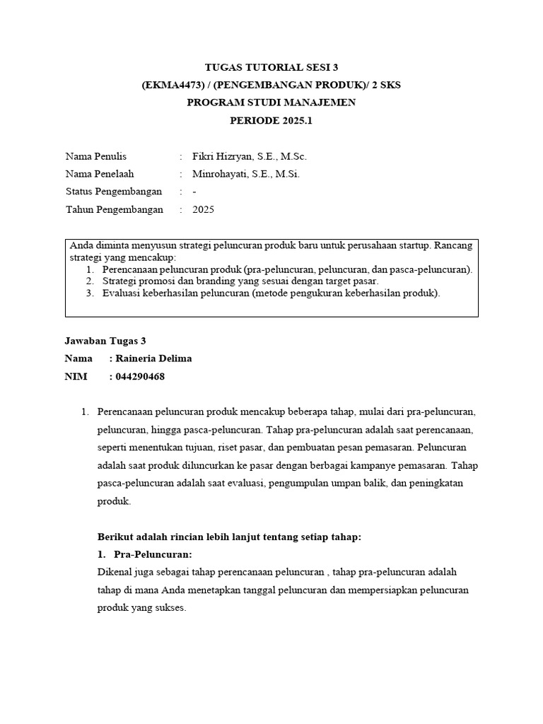 Tugas 3 Pengembangan Produk | PDF