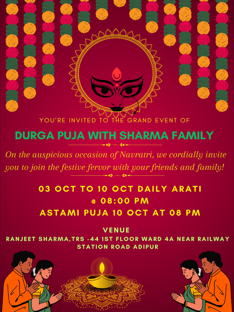 Ranjeet Sharma Durga Puja Invitation. | PDF