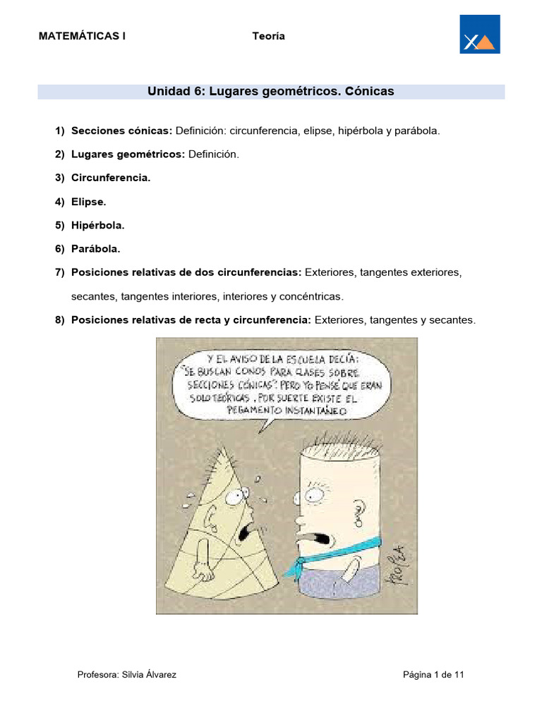 1bach CT - Unidad 06 - Lugares Geométricos - Cónicas - Teoría | PDF | Elipse | Geometría