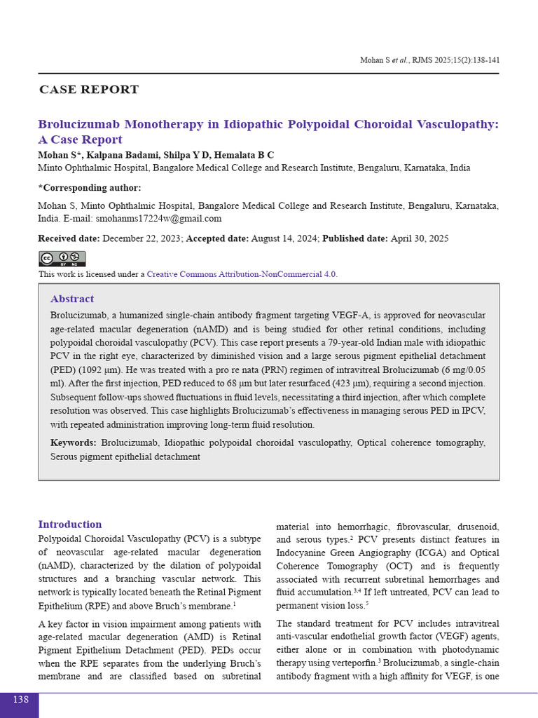Brolucizumab for Idiopathic PCV Case Study | PDF | Ophthalmology ...