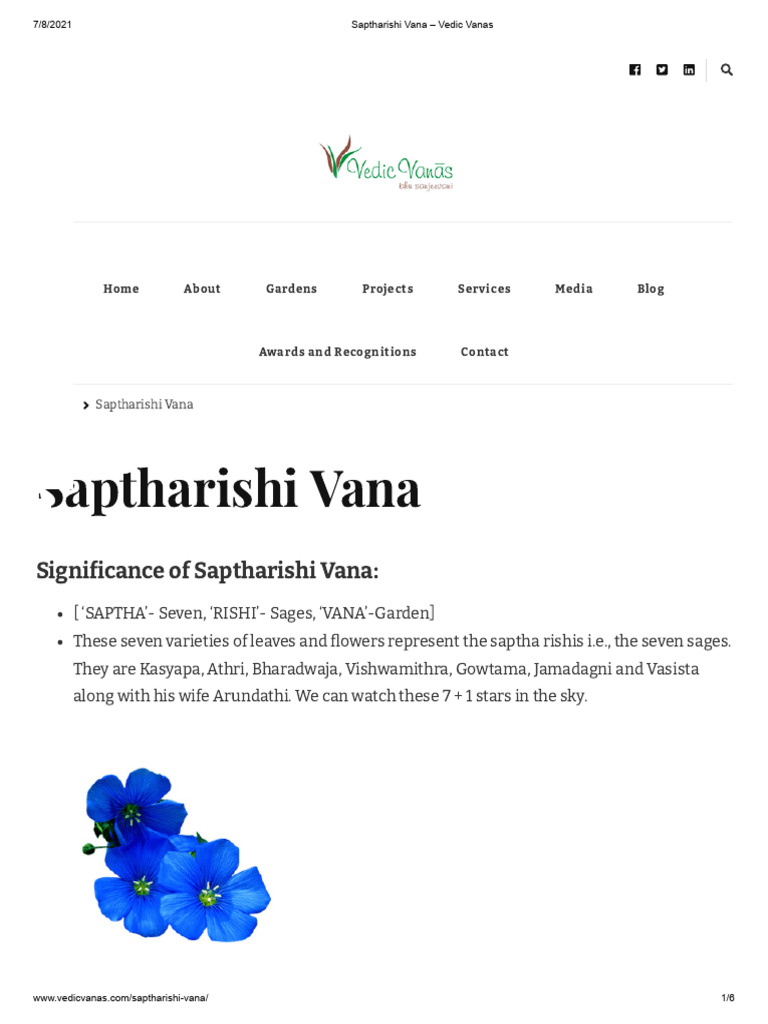 Significance of Saptharishi Vana | PDF | Hindu Mythology