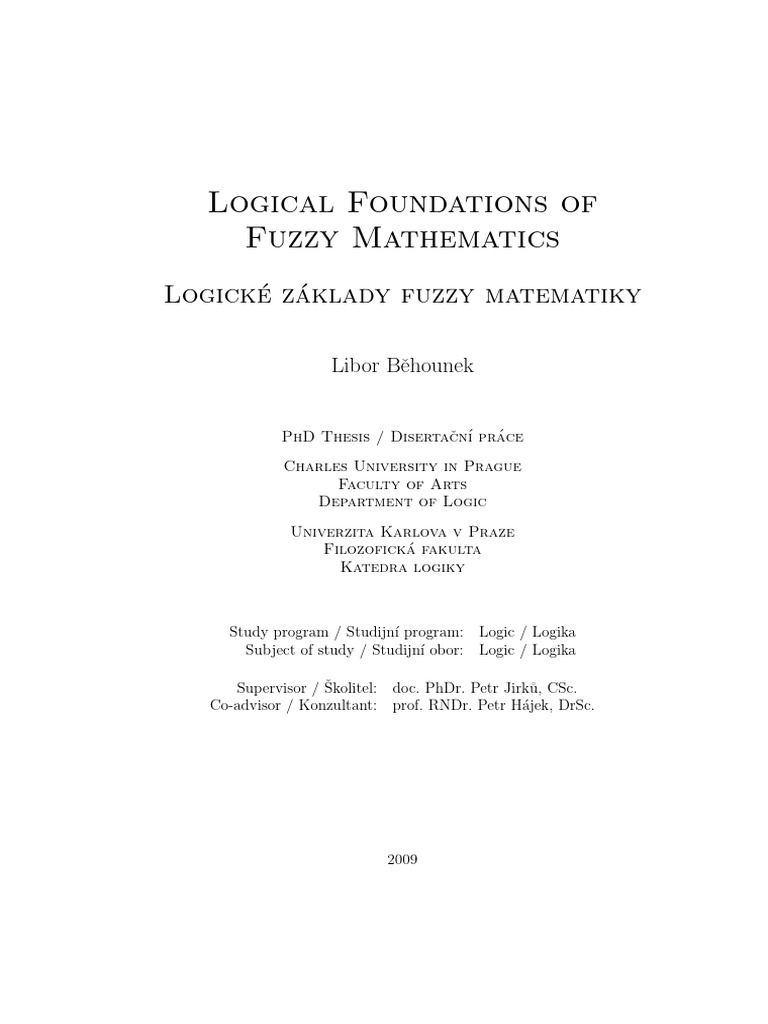 Behounek PhD | PDF | Mathematical Logic | Logic