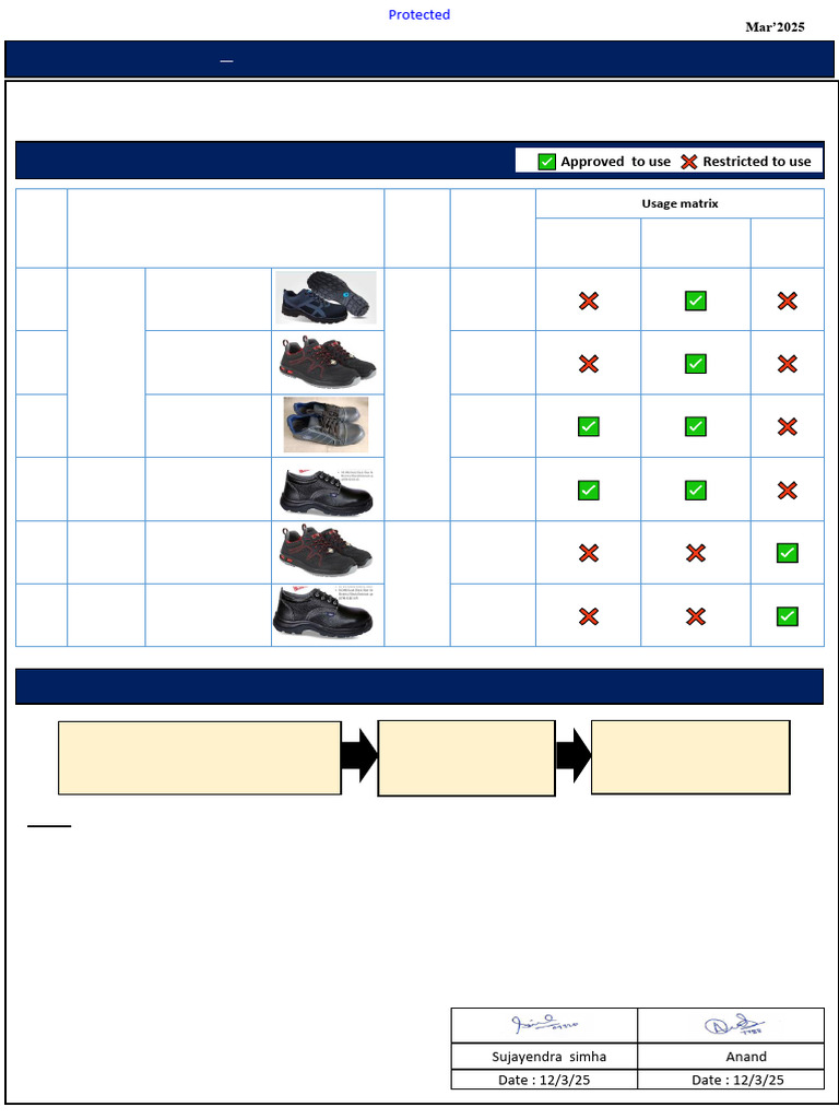 PPE Usage Matrix - Safety Shoe | PDF | Secondary Sector Of The Economy