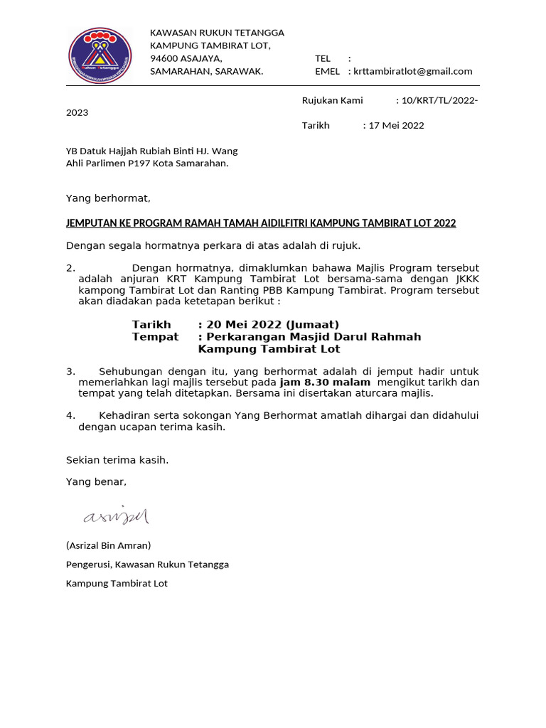 Surat Jemputan KRT | PDF