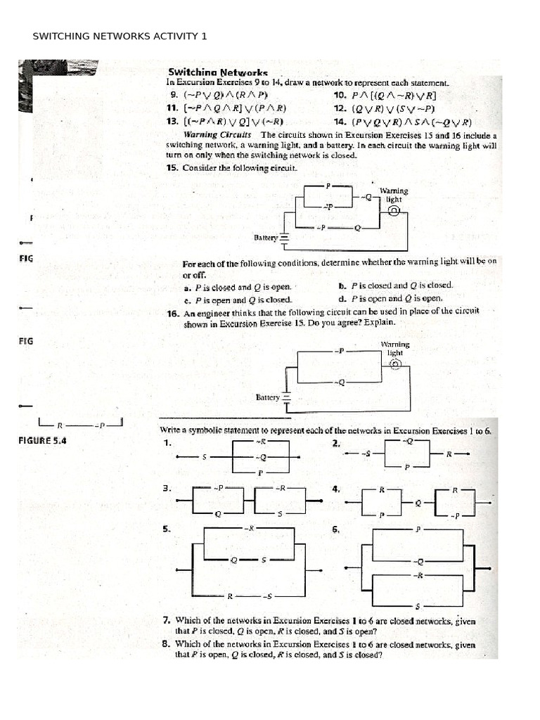 Switching Networks Worksheet | PDF