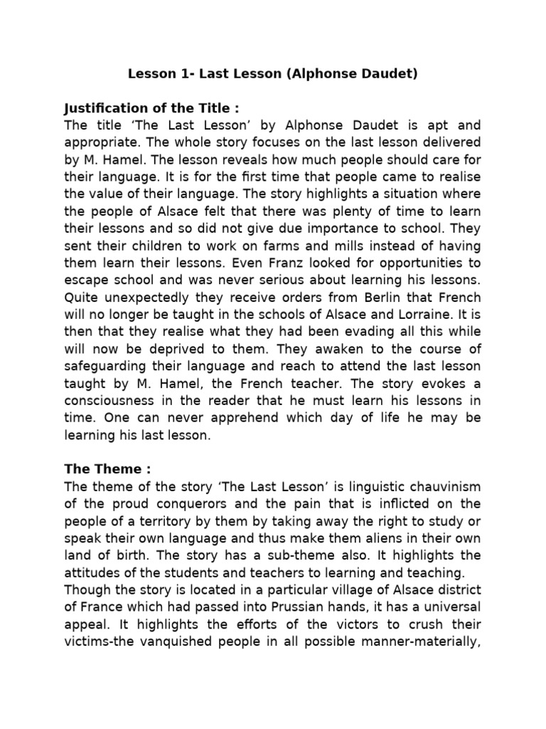 Lesson 1 THE LAST LESSON (1) | PDF
