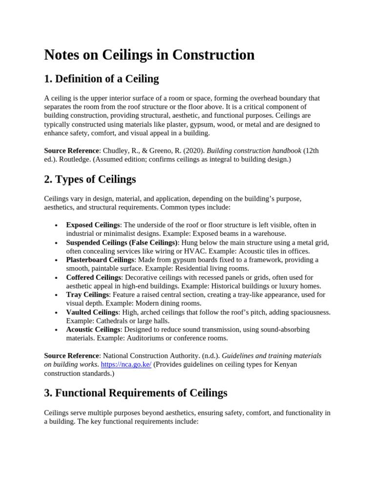 Notes On Ceilings in Construction Obwangi | PDF | Ceiling | Building