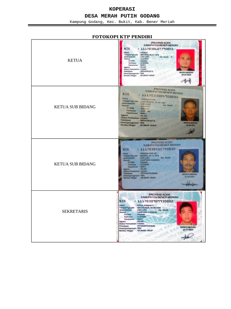 Photo Copy KTP Pendiri | PDF