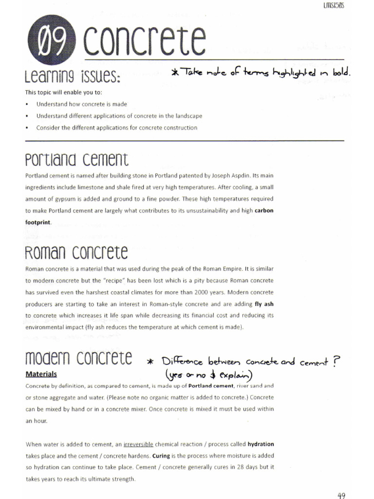 Concrete - Teaching Notes | PDF