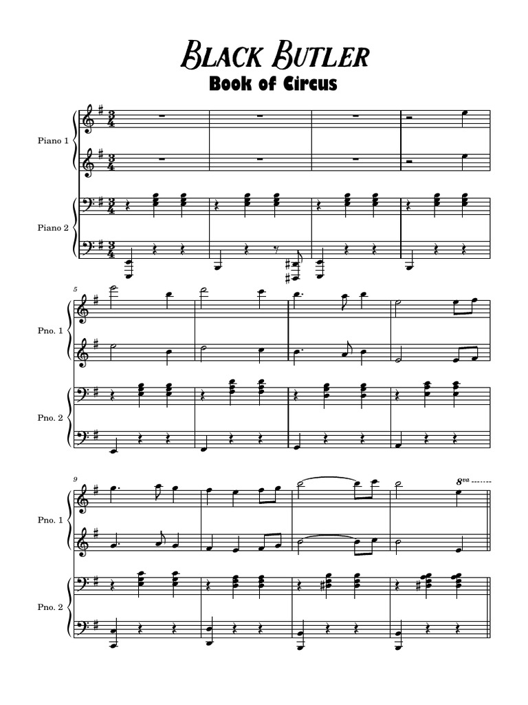Black Butler: Book of Circus Piano Sheets | PDF