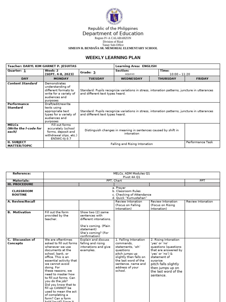 q1 WLP SSC English Ict Esp w2 | PDF | Question | Learning