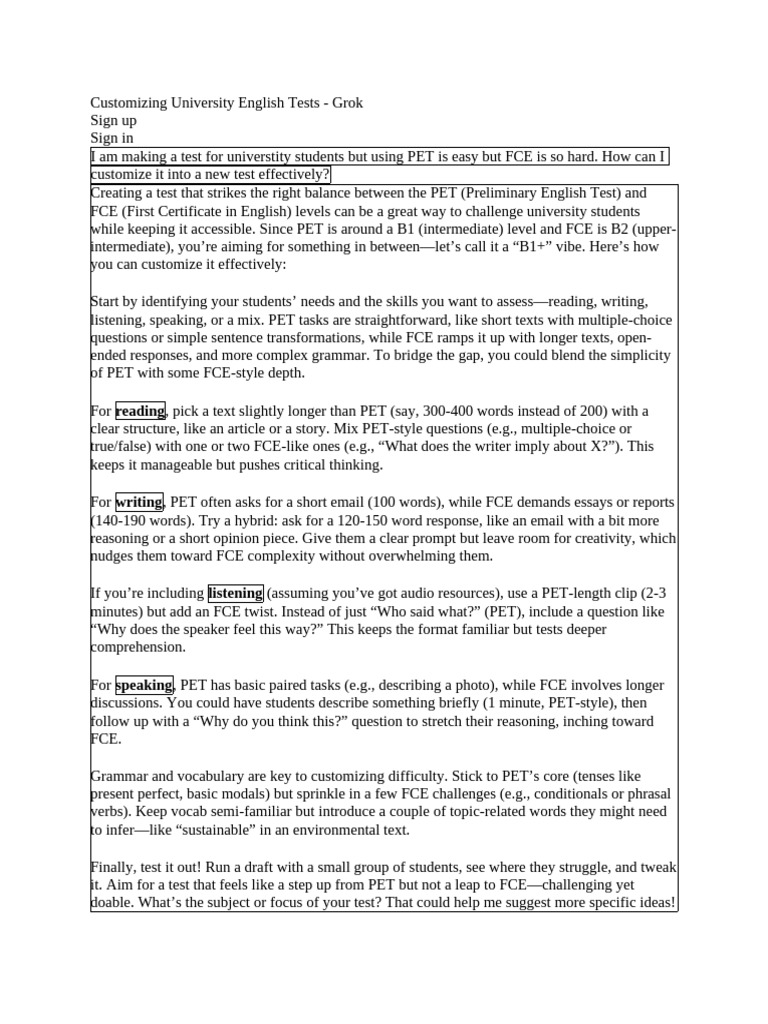 Customizing University English Tests | PDF | Reading Comprehension ...