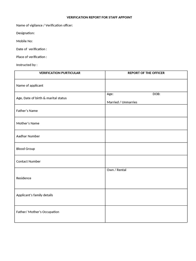 Staff Appointment Verification Report | PDF