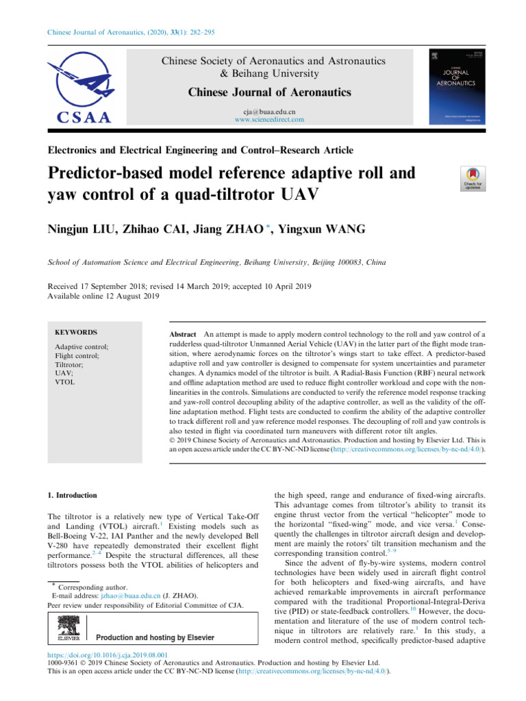 Predictor-Based Model Reference Adaptive Roll and | PDF | Helicopter ...