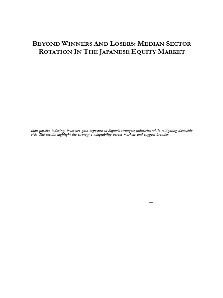 Beyond Winners and Losers: Median Sector Rotation in the Japanese ...
